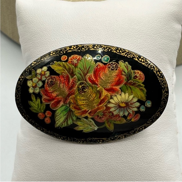 Jewelry | Vintage Womans Russian Hand Painted Brooch | Poshmark